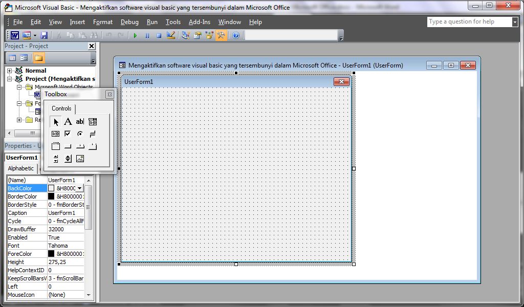 Mengaktifkan Software Visual Basic yang Tersembunyi Dalam Microsoft Office