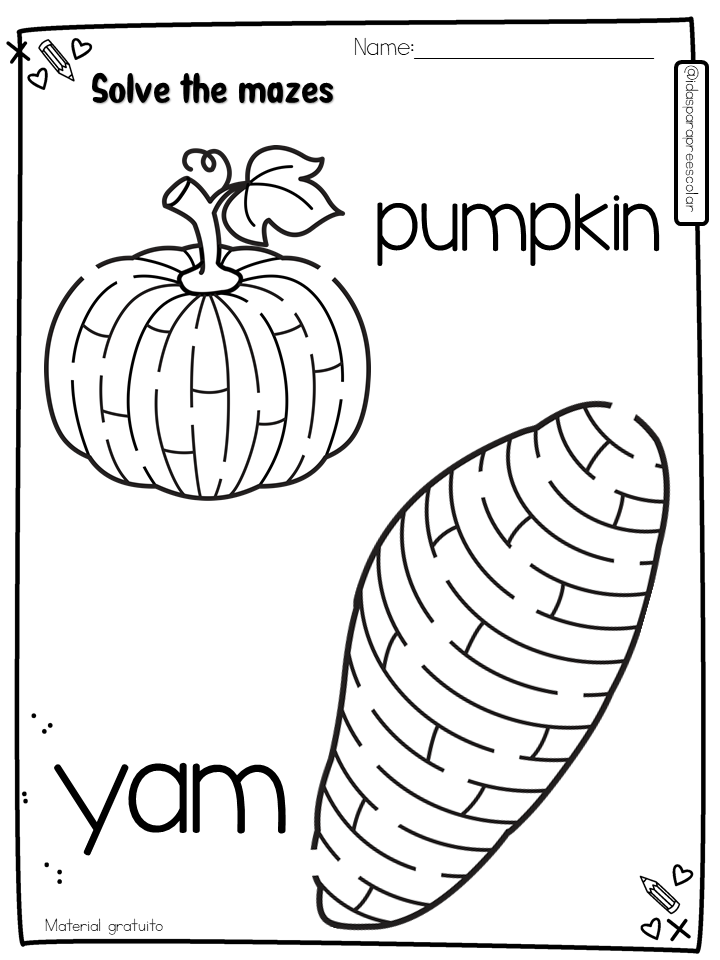 FRUIT AND VEGETABLE MAZES