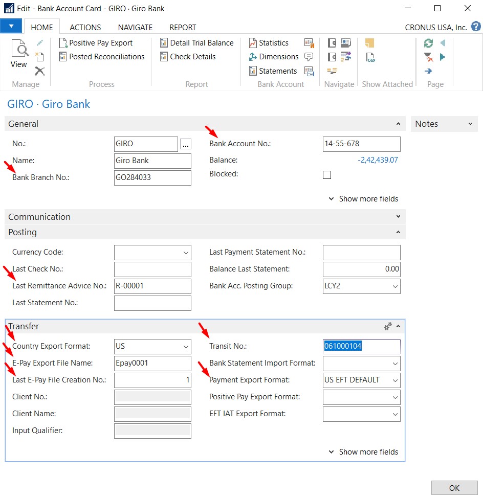 NAV 2018 / Business Central - Export Electronic Payment.