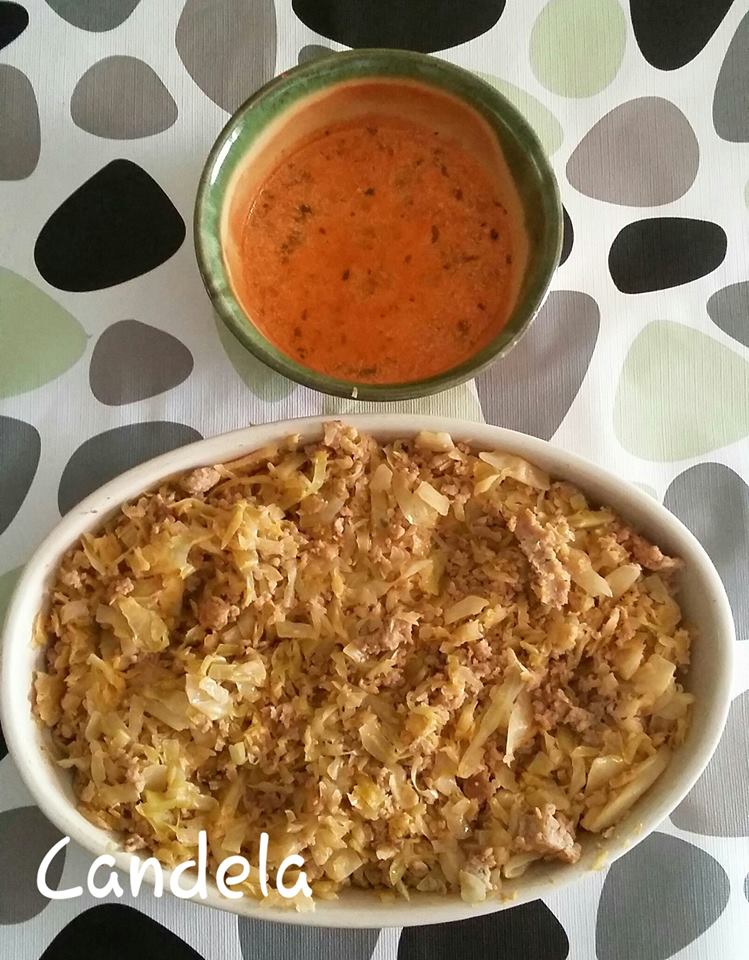 LAS DELICIAS DE CANDELA: REPOLLO Y CARNE CON SALSA DE YOGUR Y MENTA