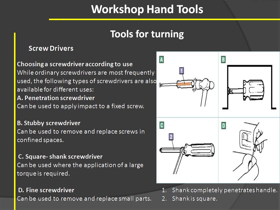 Automobile Course of City And Guilds: auto workshop hand tools