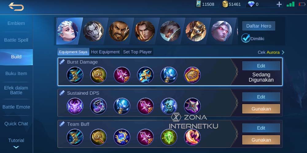 Build Dan Emblem Aurora Tersakit Musuh Auto Ledeh (ML) - Zona Internetku