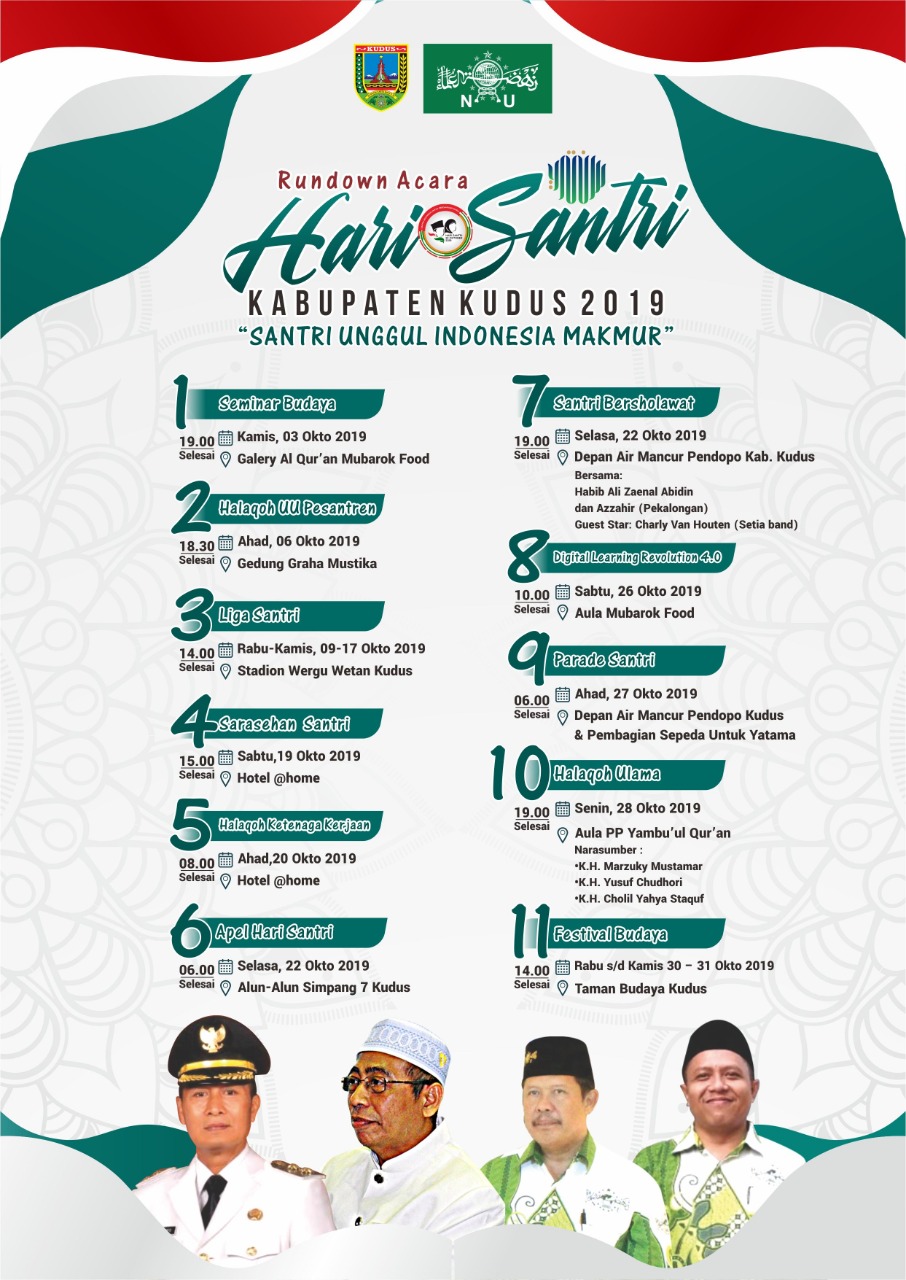 Rundown Acara Kegiatan Hari Santri NU Kabupaten Kudus Tahun 2019 - Nahdlatul Ulama Kab. Kudus