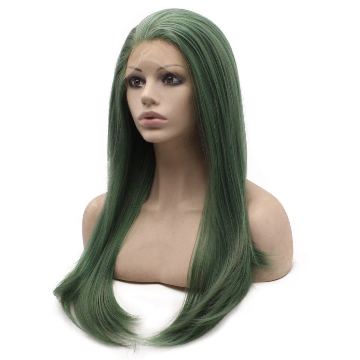Welcome To Iwonawig Dark Green Long Straight Wig With Lace Front