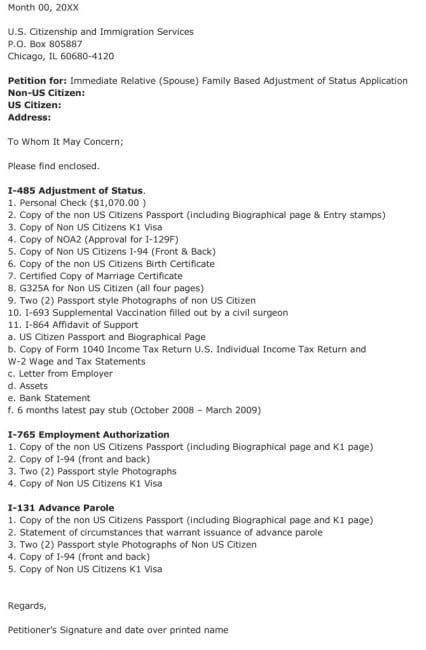 Sample Cover Letter For Adjustment Of Status - Cover Letter