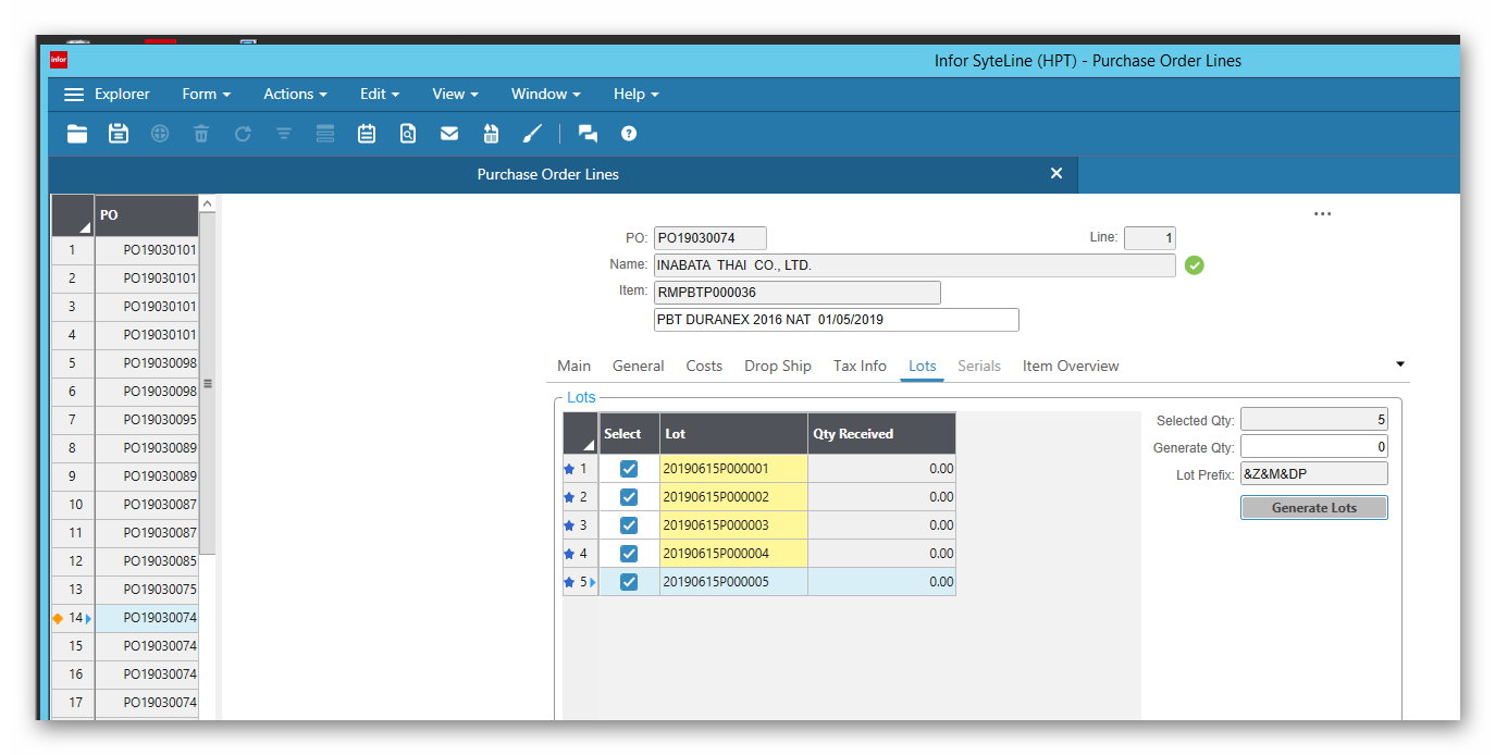 Montree (KMx10): Infor CSI : Preassign Lot