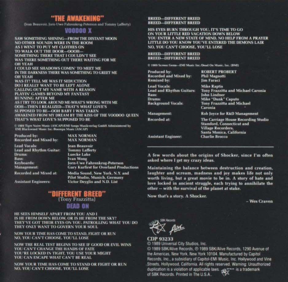 EvenSpot Speaks: 1989, Shocker Soundtrack on Cassette and CD