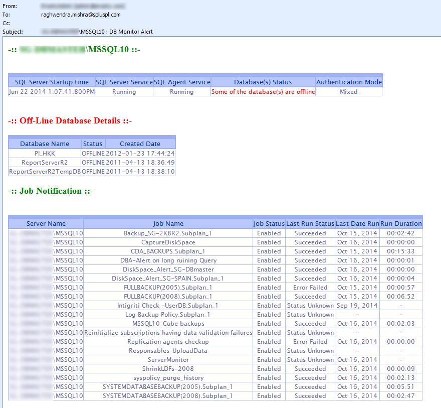 Systems Sql Server Monitoring Script