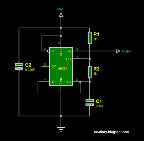 How 555 Timer works in Astable Multivibrator Mode with Simulation | ee-diary