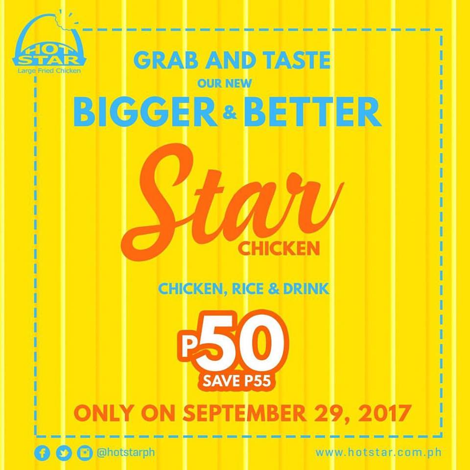 Manila Shopper: Hot Star New Star Chicken One-Day Promo: Sept 29 2017