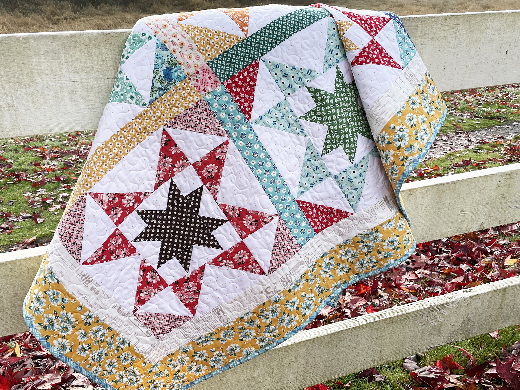 A Bit of Scrap Stuff - Sewing, Quilting, and Fabric Fun: Flea Market Starlight Double Quilt