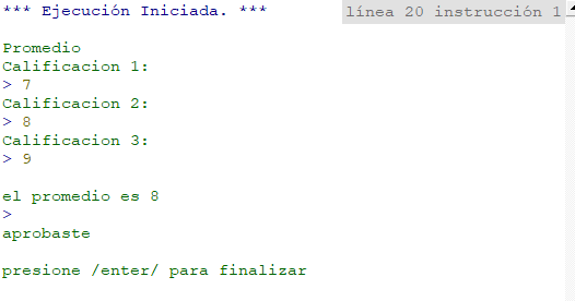 Promedio de calificaciones en PSeInt