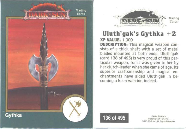 Adventures under the Dark Sun: Dark Sun Trading Cards 12