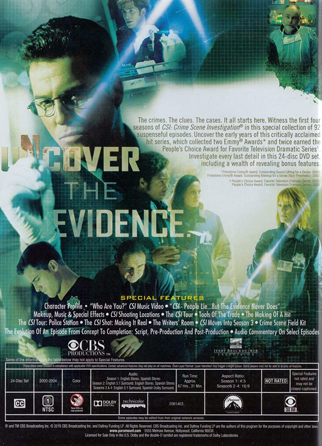 CSI: Crime Scene Investigation (Seasons 1-4) – 24 Disc DVD Set – NEW!