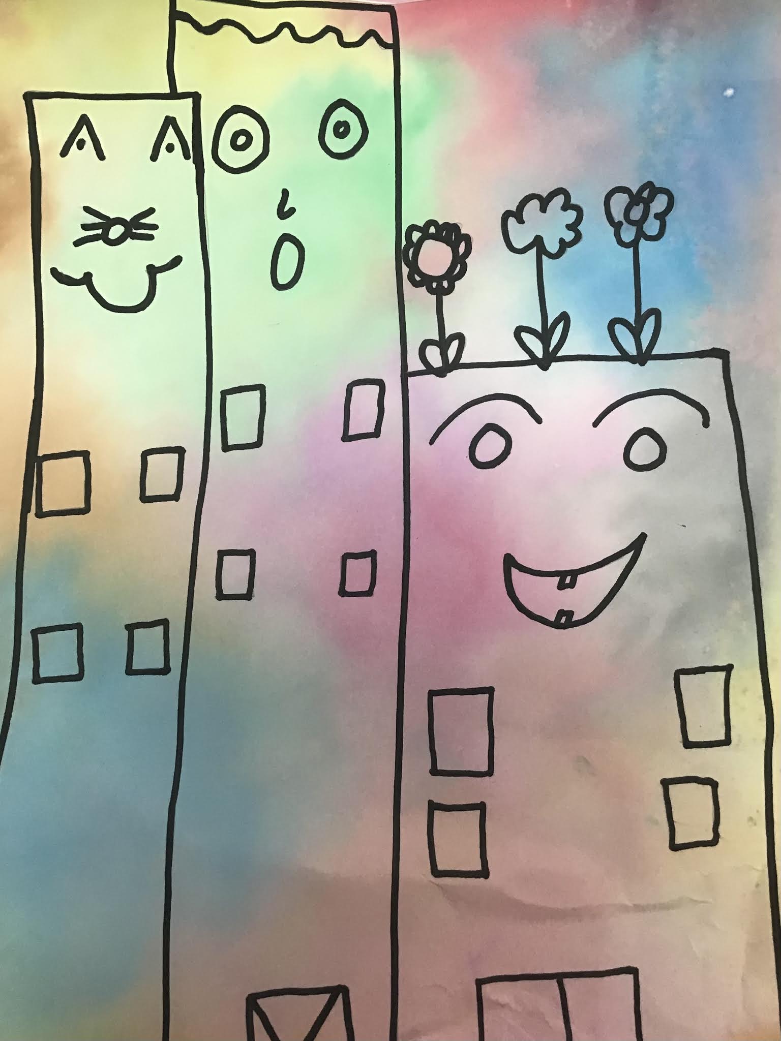 Art With Mr. E: Rizzi Buildings With Aluminum Foil Transfer Print