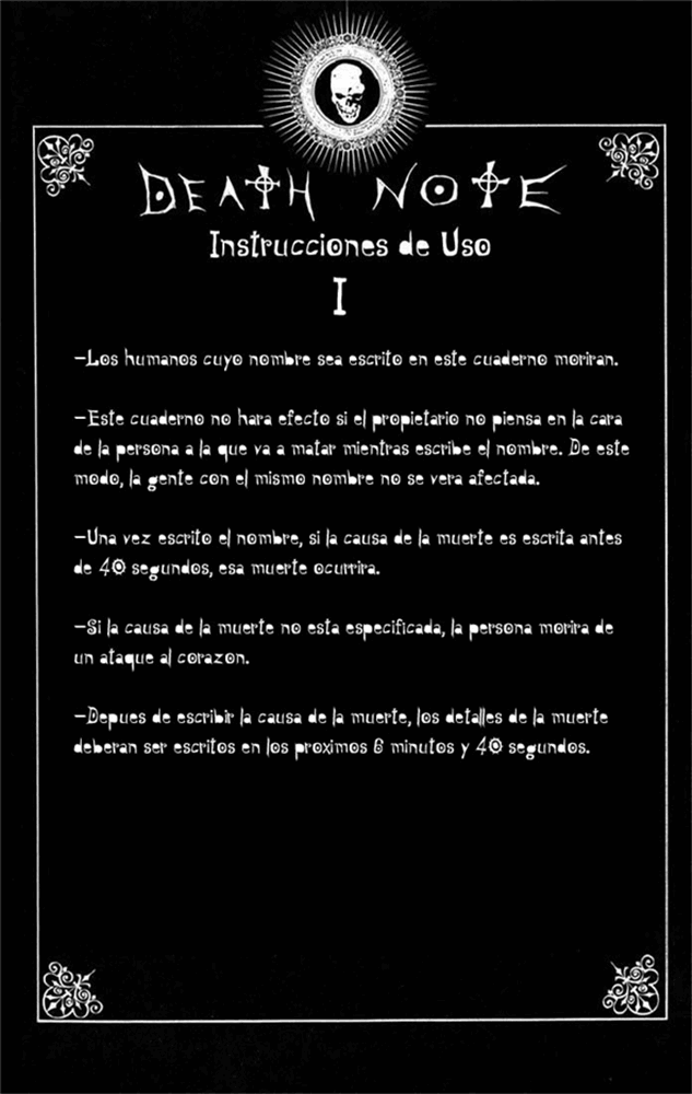 animetrix: instrucciones de como usar la death note