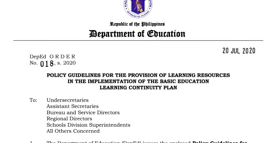 Guidelines in the Printing and Delivery of Self-Learning Modules (SLMs ...