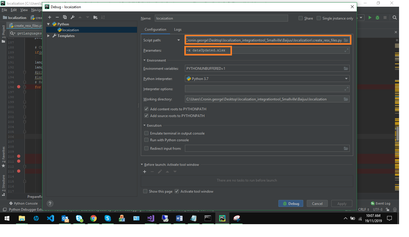 How to execute Python Script in PyCharm-Configuration