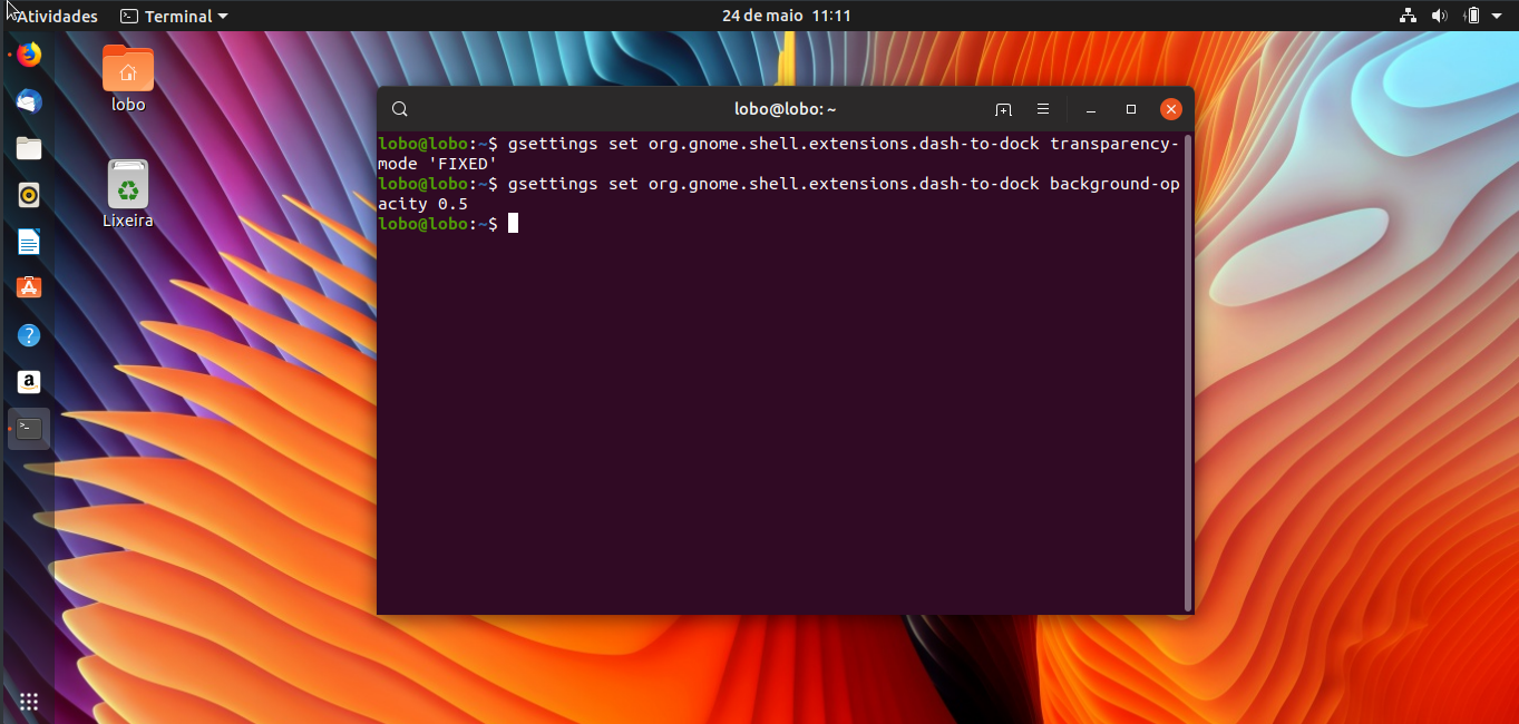 Habilitar transparência dinâmica no Gnome Shell