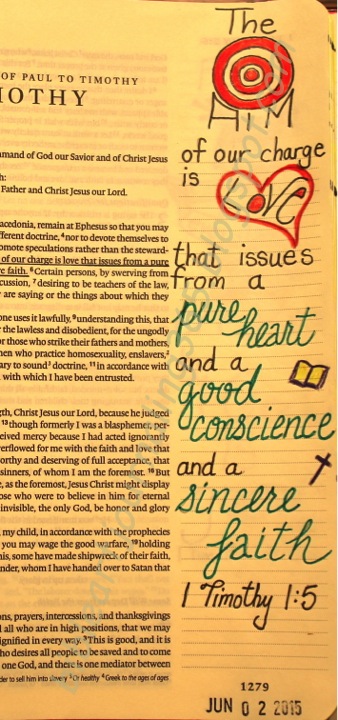 Easy Bible Art Journaling Journey: 1 Timothy 1:5 (June 2nd)