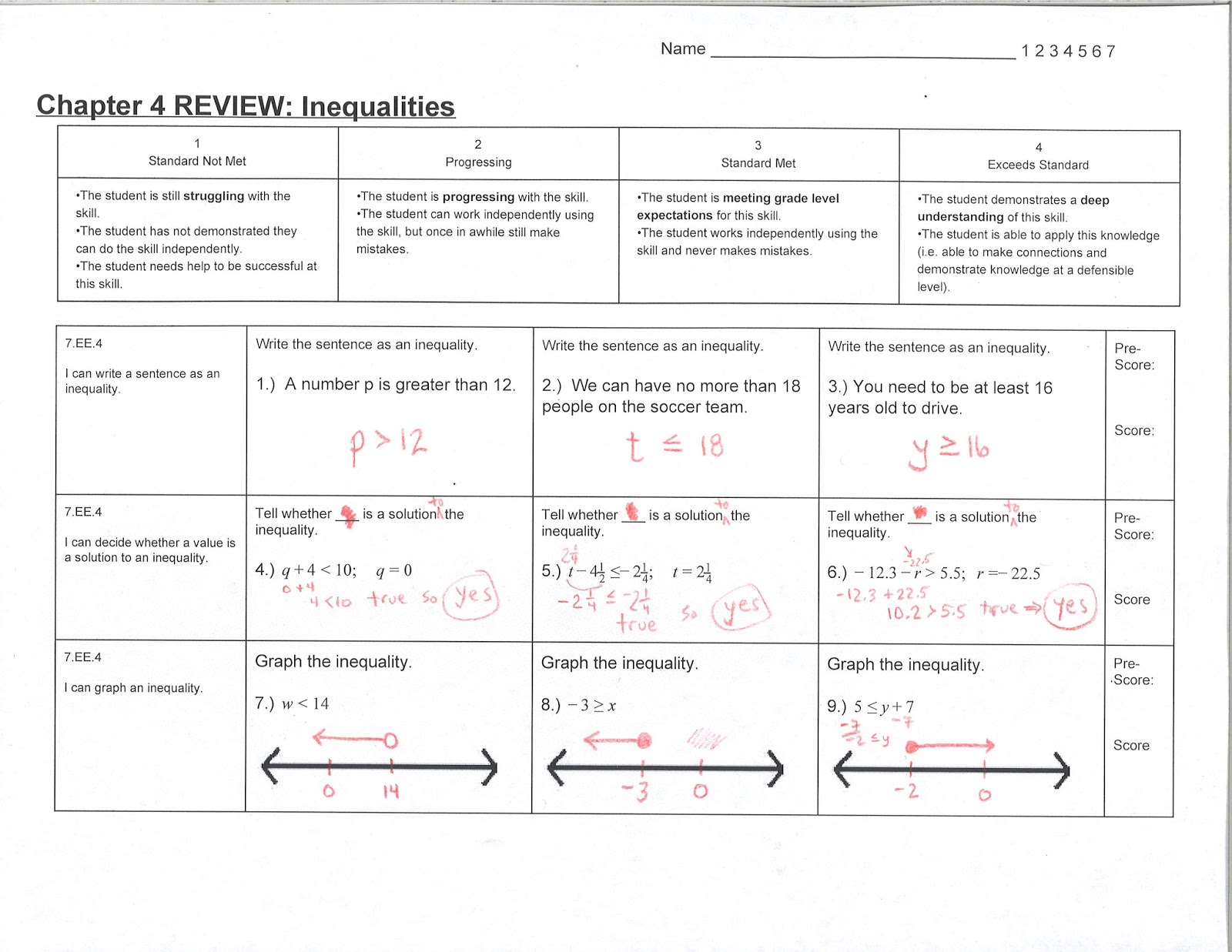 Hamilton Middle School 7th Grade Math