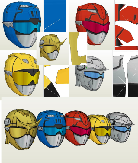 Super sentai Power ranger Go-Busters foam pepakura (5 Helmets)