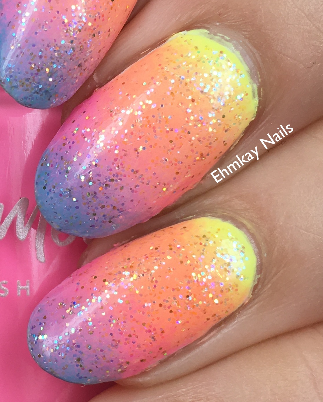 ehmkay nails: Rainbow Neon Pastel Gradient Nail Art