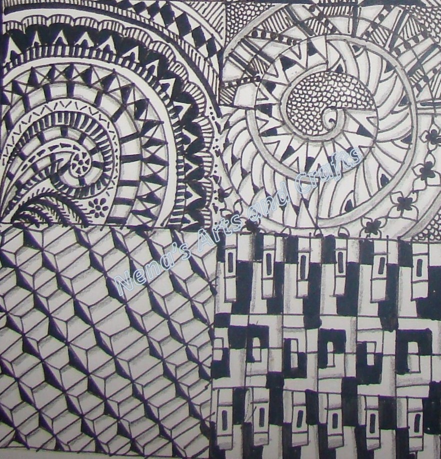 Nena's Arts and Crafts: A4 Sized Tile Zentangle Pattern Contd
