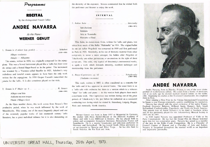 Celebrated musicians' concert tours of Southern Africa 1953 -1978 ...