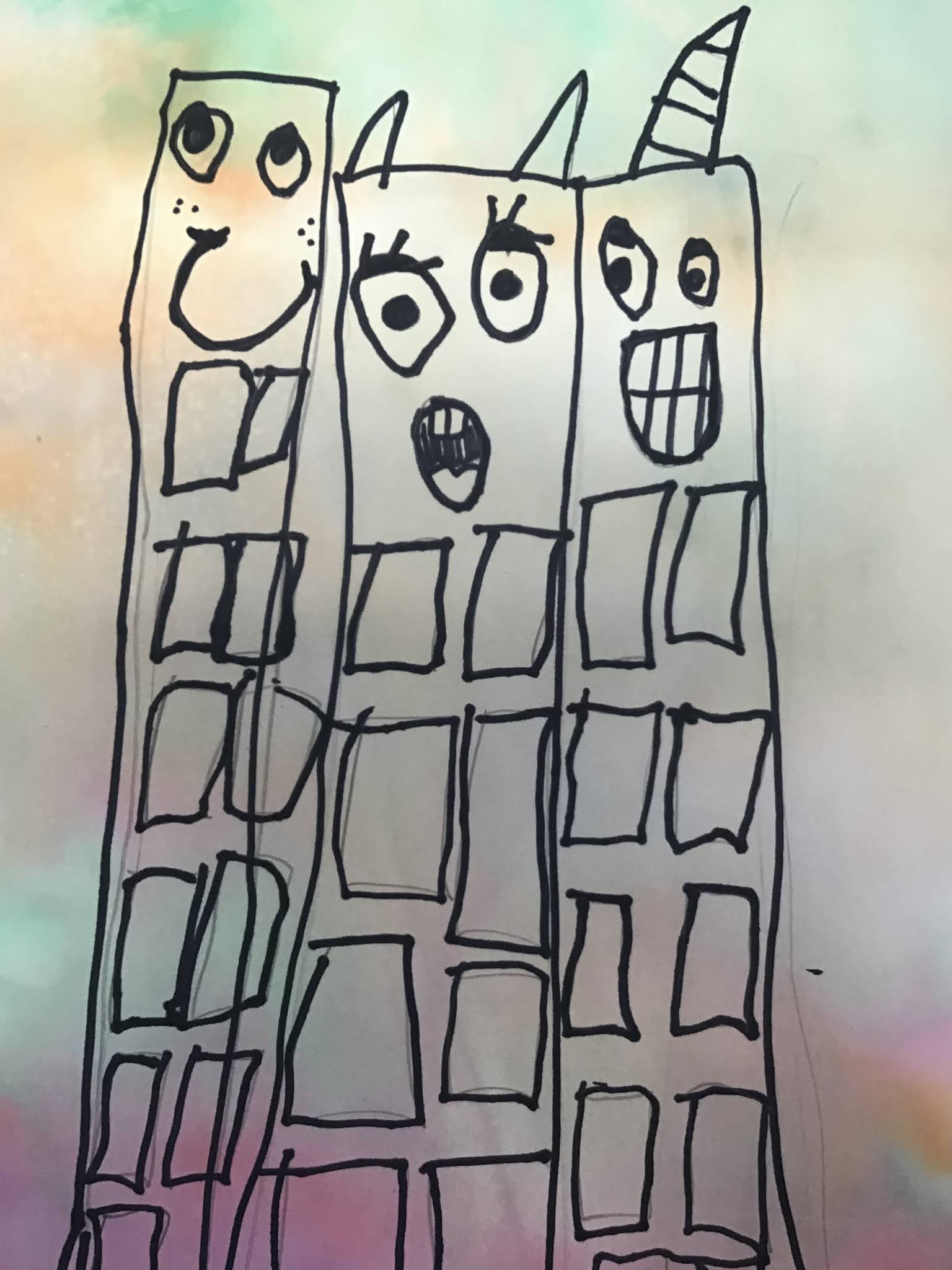 Art With Mr. E: Rizzi Buildings With Aluminum Foil Transfer Print