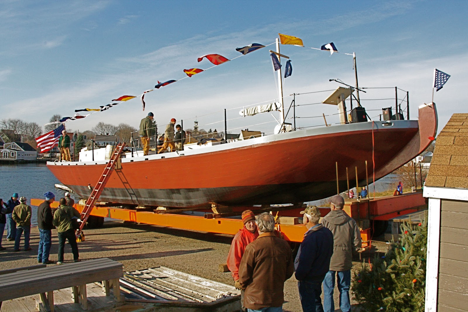 Boatbuilding With Burnham: Launching the new Gundalow in the Piscataqua ...