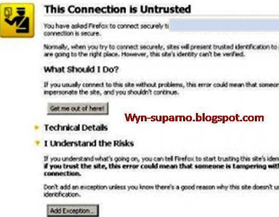 Ingin Berbagi Ilmu dan Pengalaman: This Connection is Untrusted