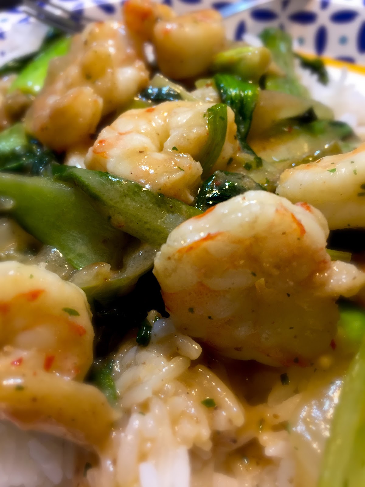 Ain't no cooking like Momma's: Panang Curry Shrimp with Baby Bok Choy