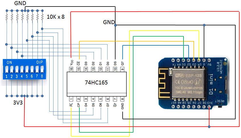 Blog of Wei-Hsiung Huang: How to use shift register (74HC165)