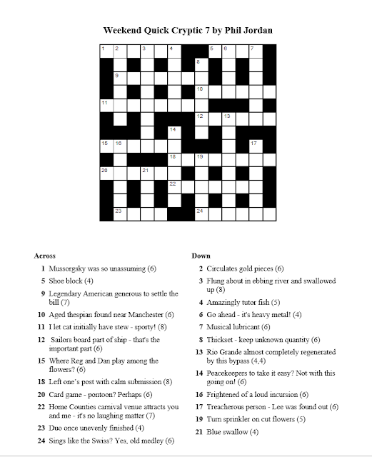 Reinterred: Weekend Quick Cryptic 7 - by Phil Jordan