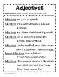 Adjectives Teaching Ideas and Worksheets | Classroom Timesavers by ...
