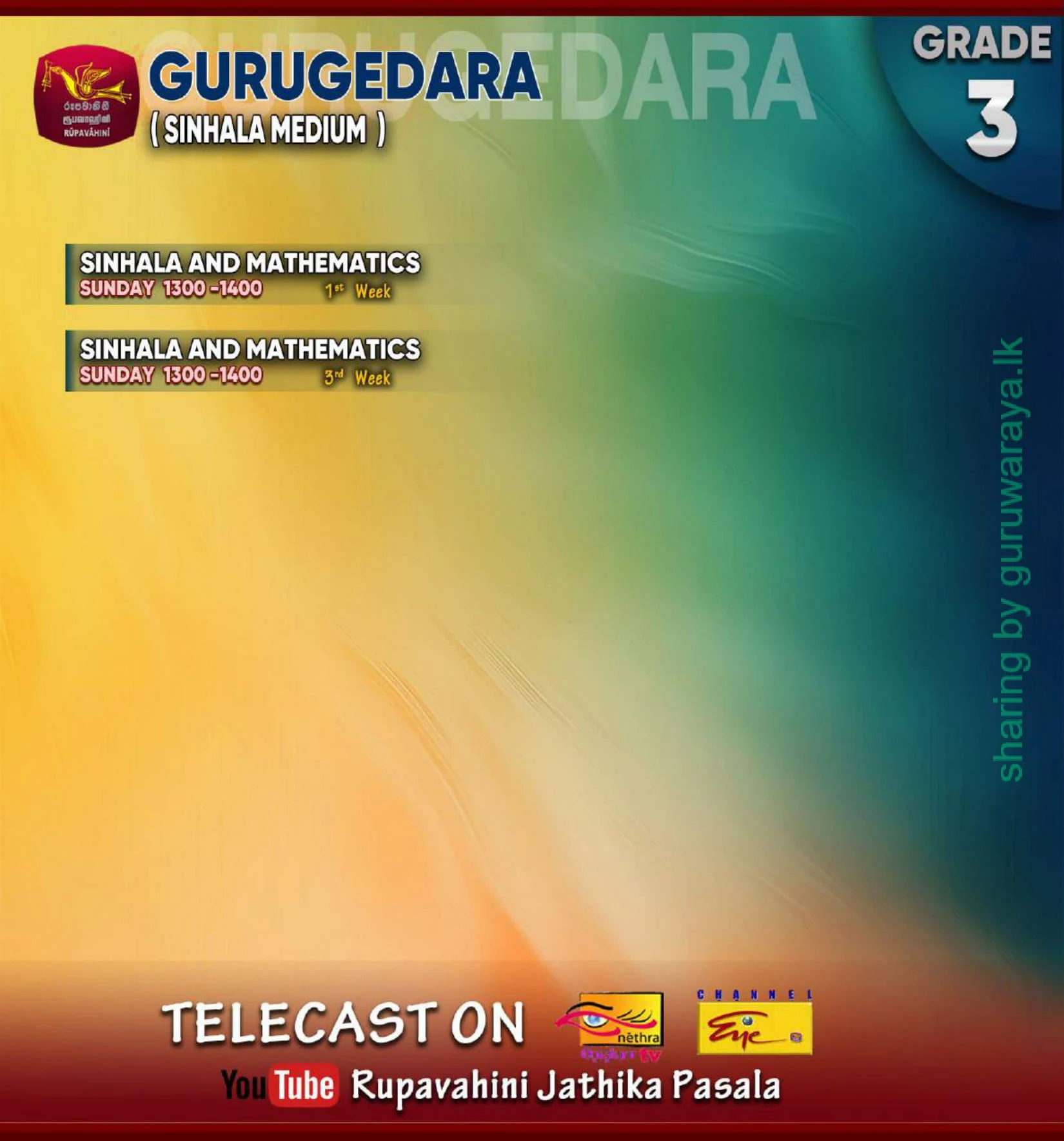 Channel EYE Education Time Table - Sinhala Medium - Teacher