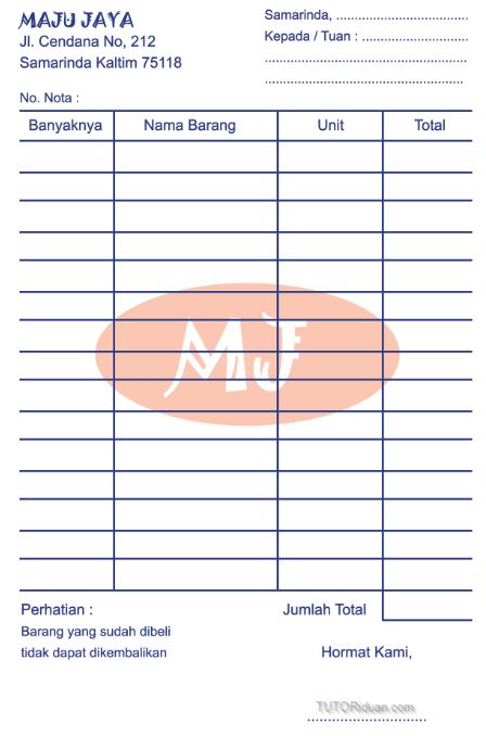 Desain dan Cetak Nota di Kertas F4 dibagi 4 Bagian di Photoshop (Free ...