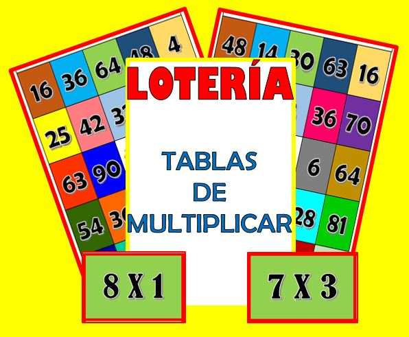 JUEGO LOTERÍA DE LAS TABLAS DE MULTIPLICAR.