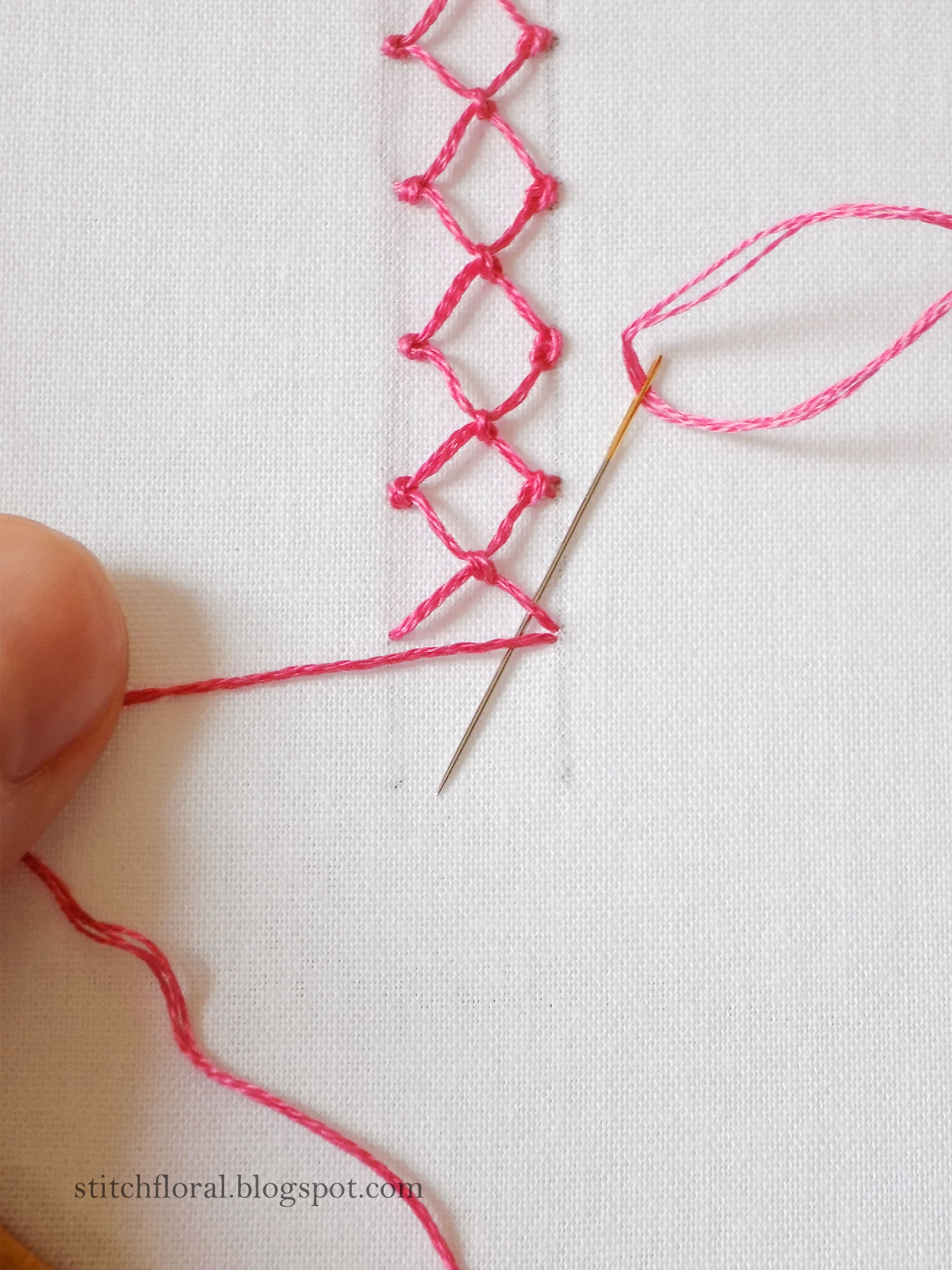 Knotted diamond stitch tutorial - Stitch Floral