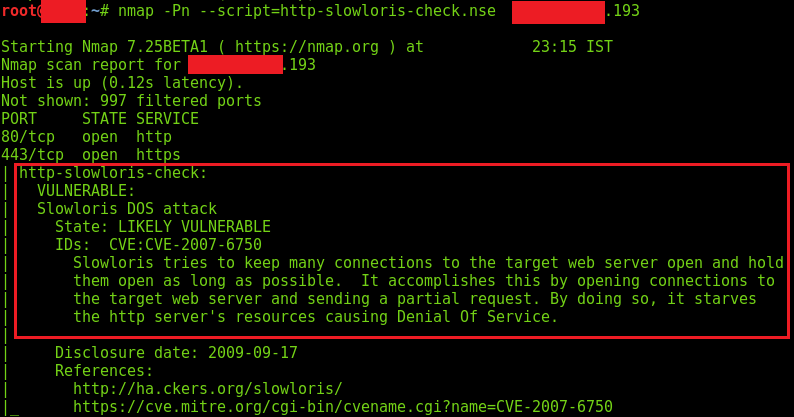 Slowloris DoS (Slow DoS) Vulnerability