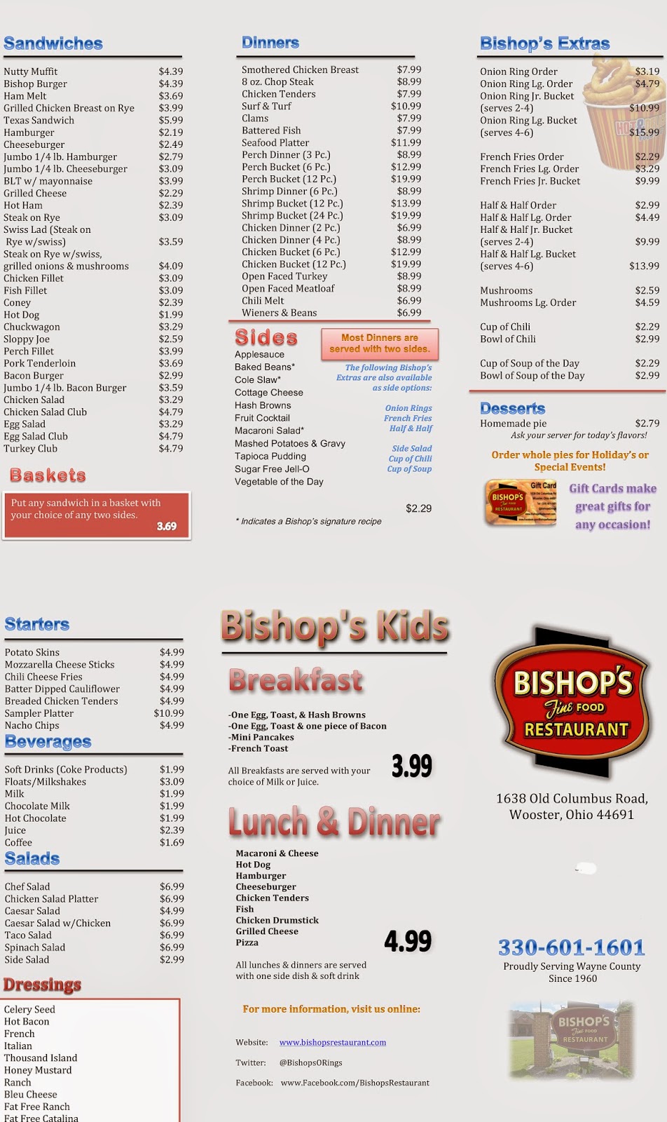 Bishop's Batter: Our Menu