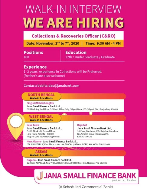 UDYOG ADDA: 100 Openings @ Jana Small Finance Bank - Walk-In Interviews for 12th / Under ...