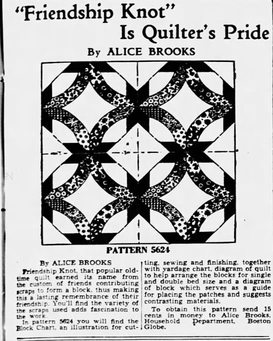 Cloud of Quilt Patterns: Friendship Knot