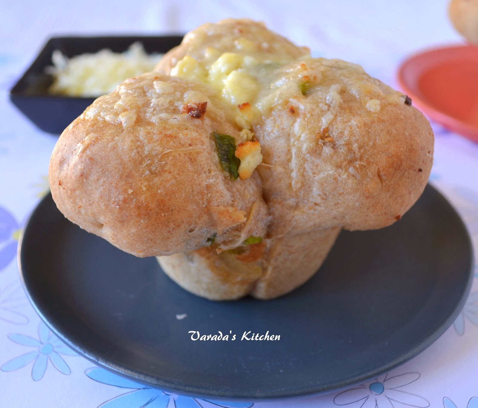 Cheese and Scallion Whole Wheat Cloverleaf Bread