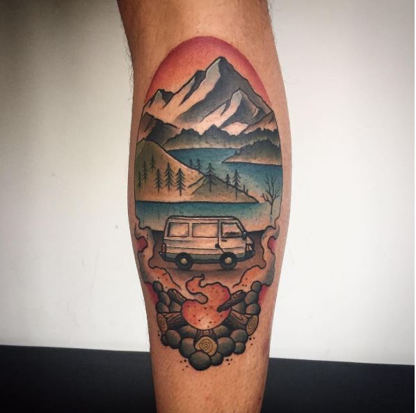 180+ Mountain Landscape Tattoos For Guys (2019) Scenic Designs | Tattoo ...