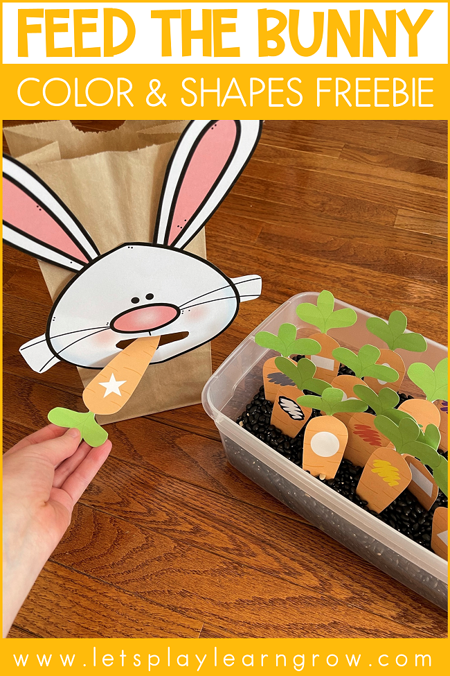 Free Feed the Bunny Color & Shape Carrots Easter Printable | Lets Play ...