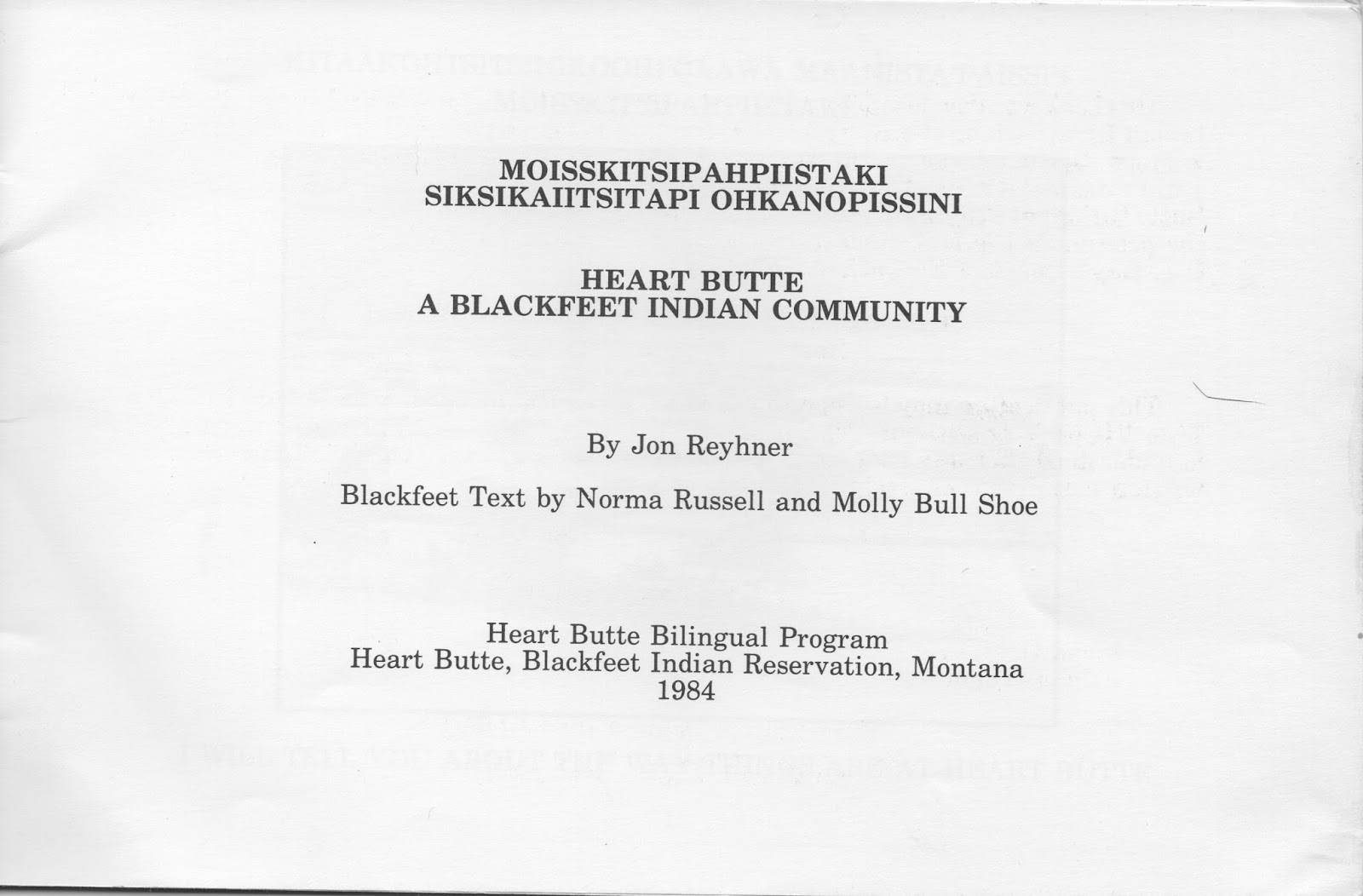 HEART BUTTE SCHOOL, MONTANA