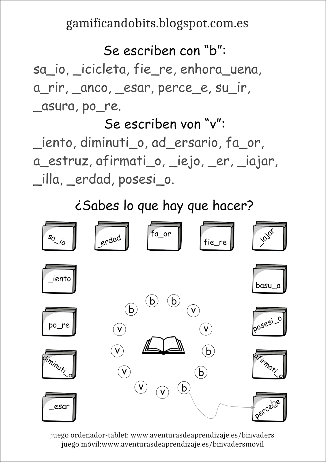 Videojuegos curriculares: Ortografía b/v