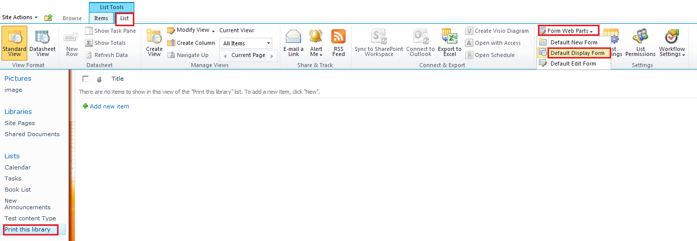 Sharepoint: Print a single List item in SharePoint 2010